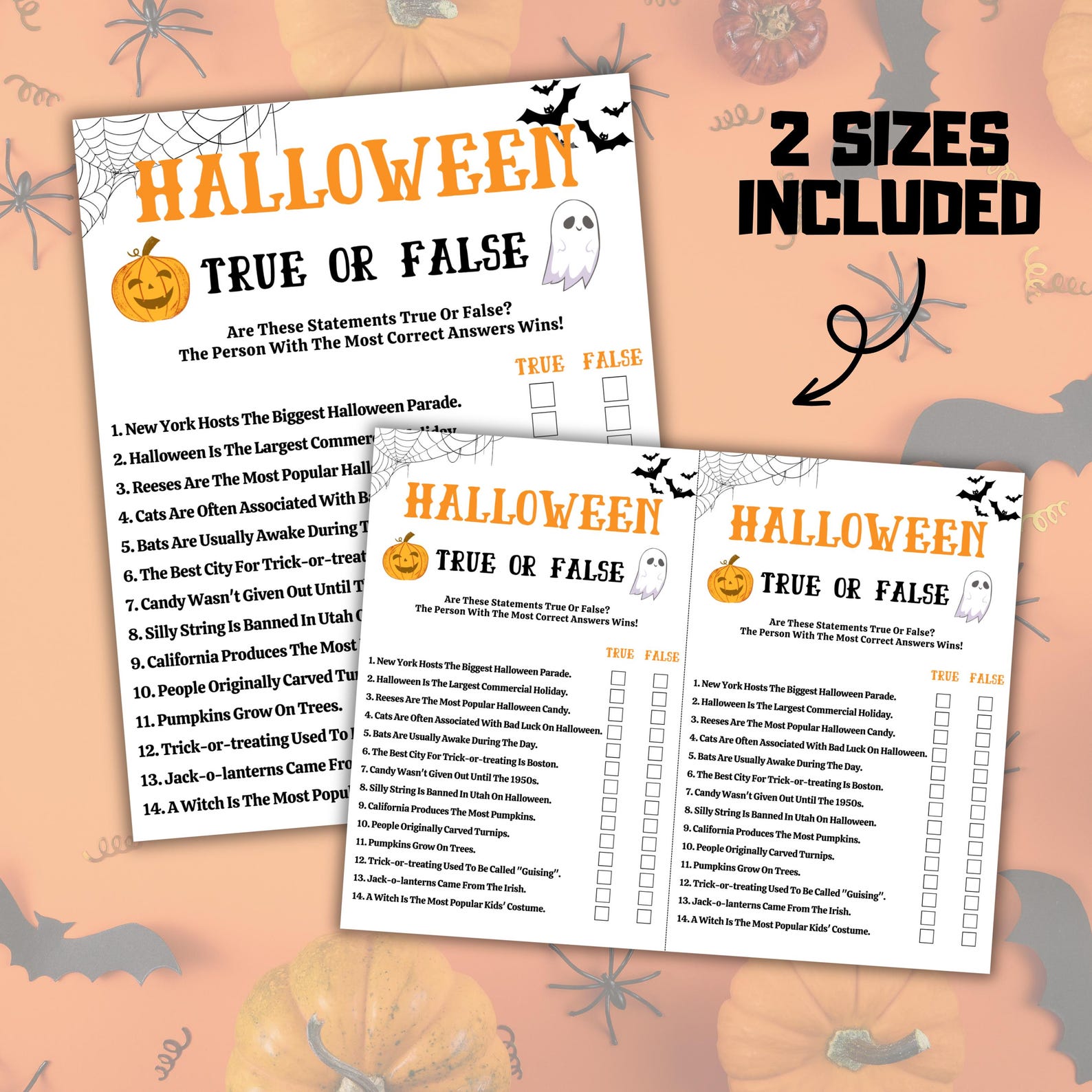Halloween True or False Game | Printable True or False Quiz | Printable ...