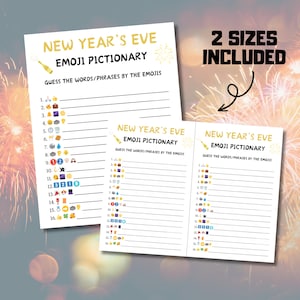 New Year's Eve Emoji Pictionary Game | New Years Emoji Quiz | Printable ...