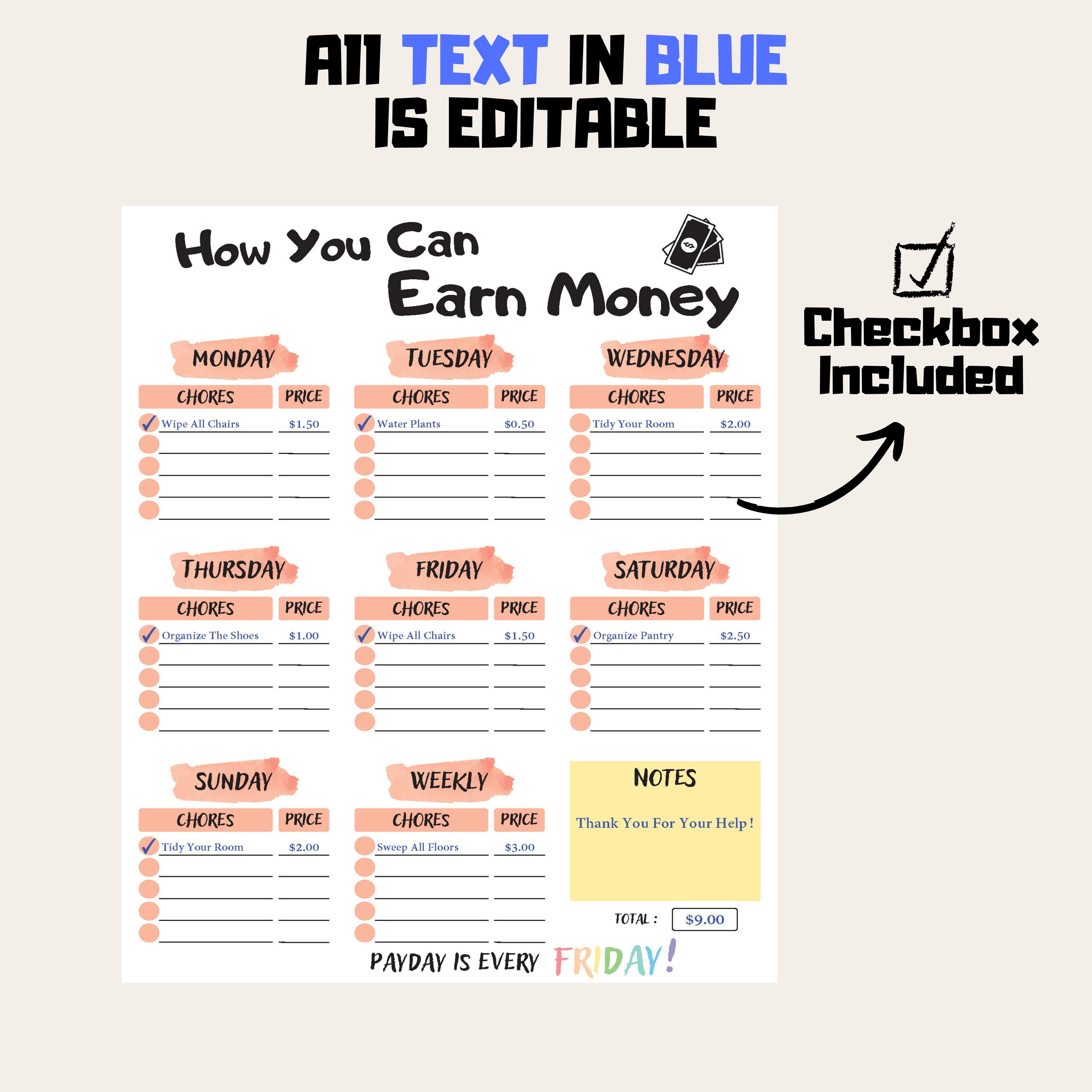 Customizable Reward System for Children Warm Color Tone Editable ...