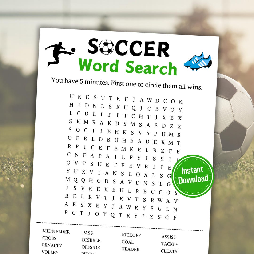 Soccer Word Search Game | Soccer Word Find Game | Printable Word Puzzle ...
