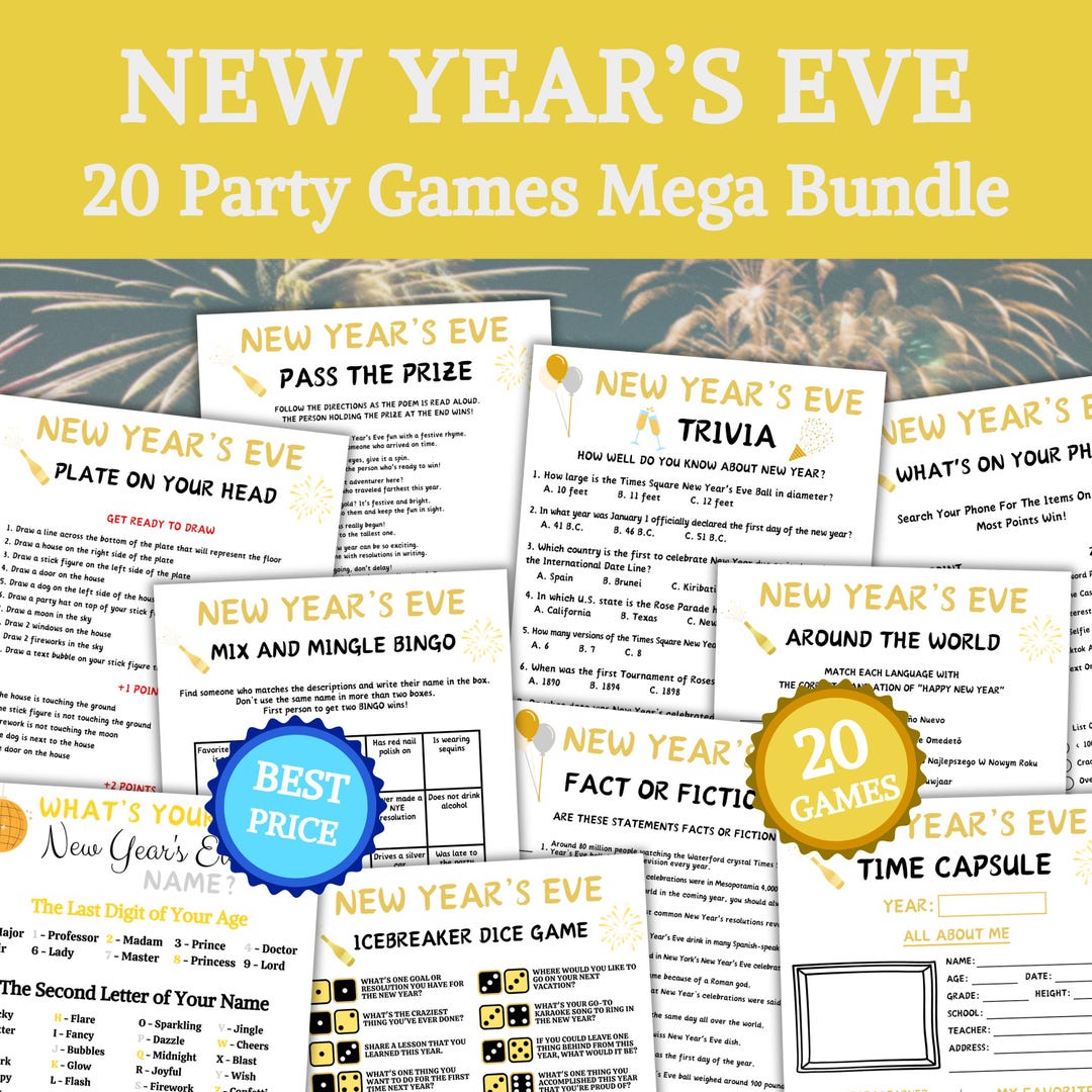 New Year's Eve Games Bundle | 20 Party Games MEGA Bundle | New Year ...