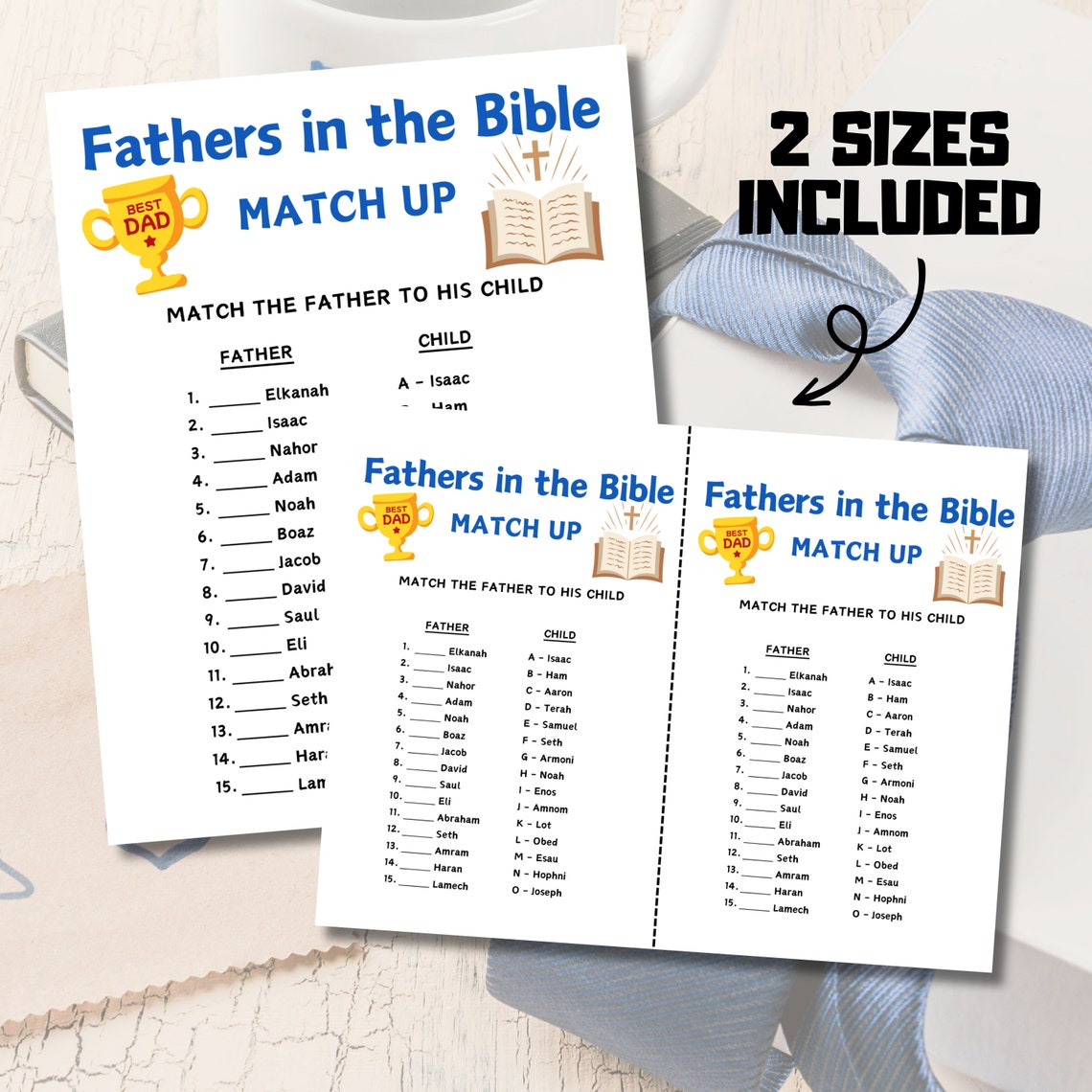 Fathers in the Bible Matching Game Father's Day Bible Games Christian ...