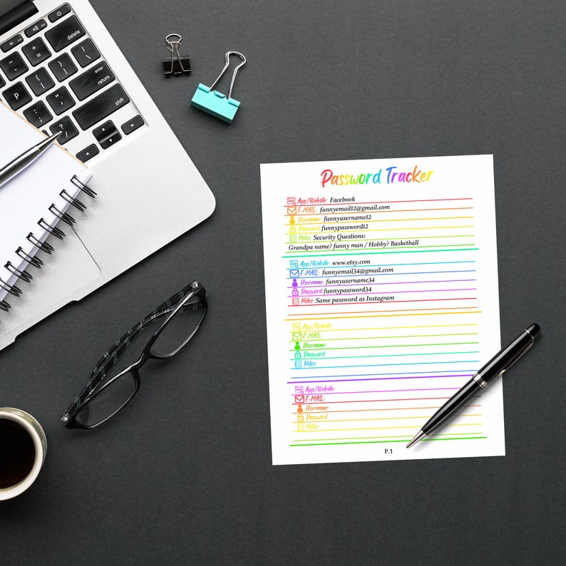 Editable Password Tracker All Color Bundle | Half Letter/letter Size/a4 ...
