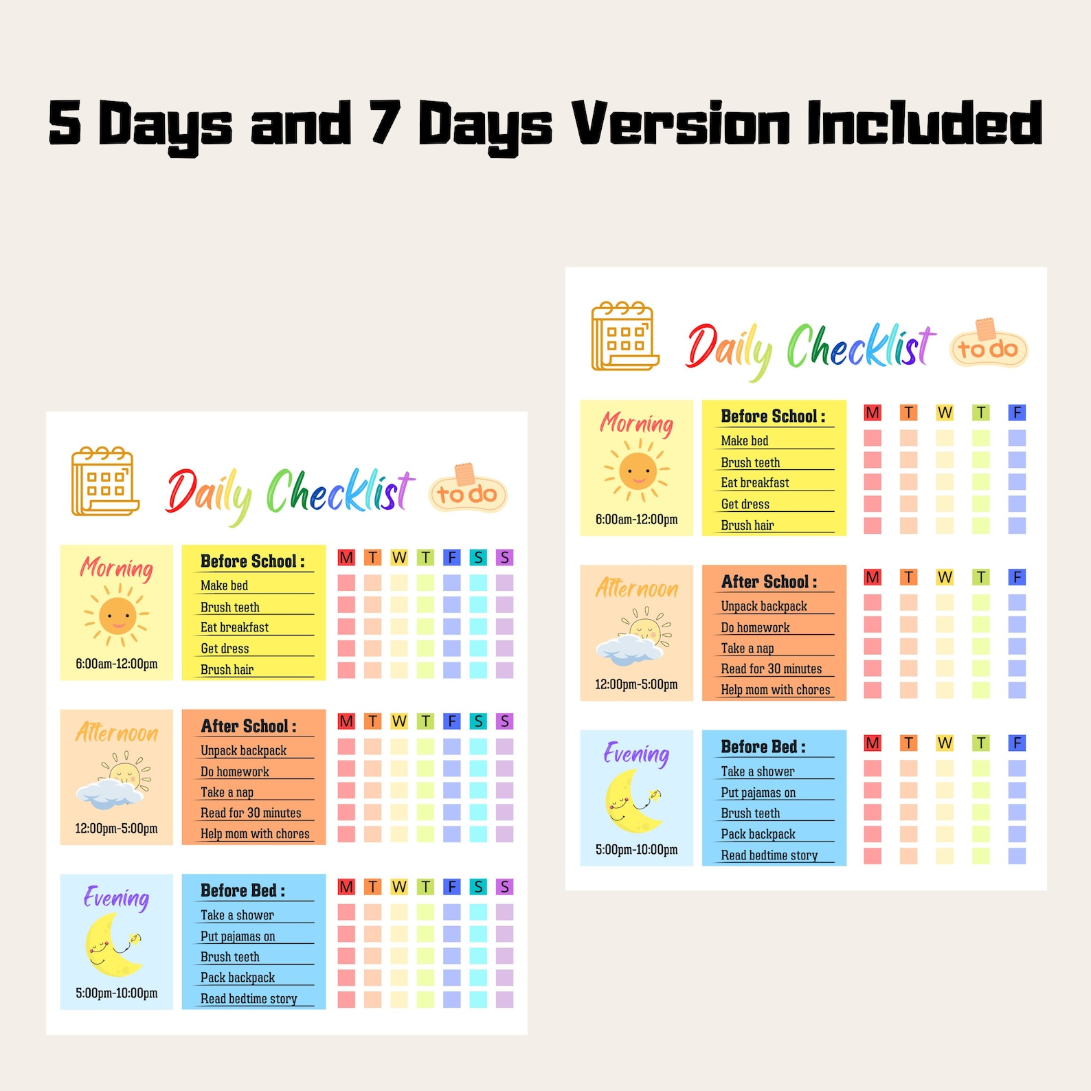 Kids Editable Daily Checklist | Kids Morning/bedtime Checklist ...