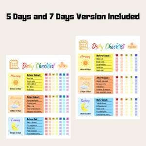 Kids Editable Daily Checklist | Kids Morning/bedtime Checklist ...