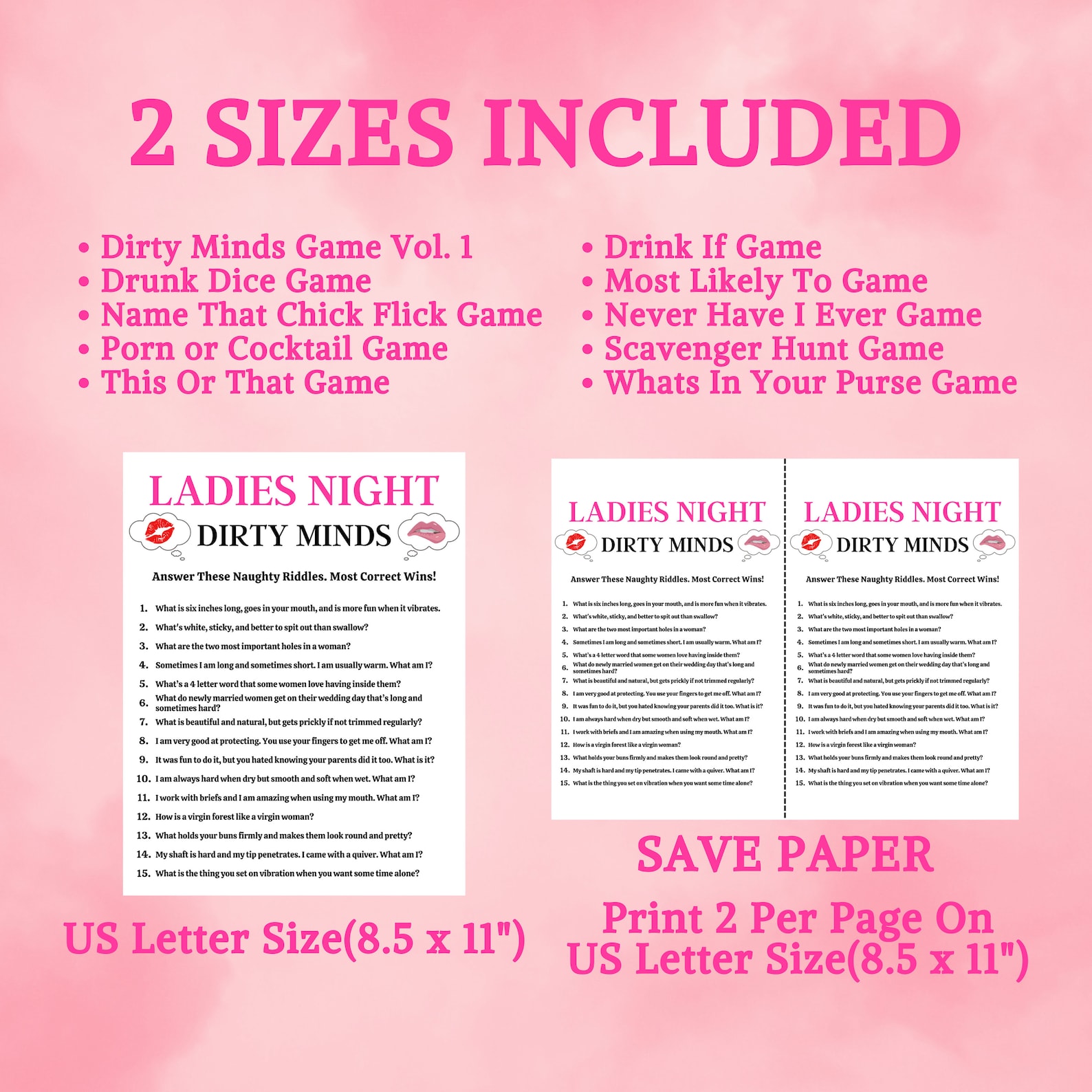 Ladies Night 10 Party Game BUNDLE Volume 1 | Girls Night Out Party Game ...