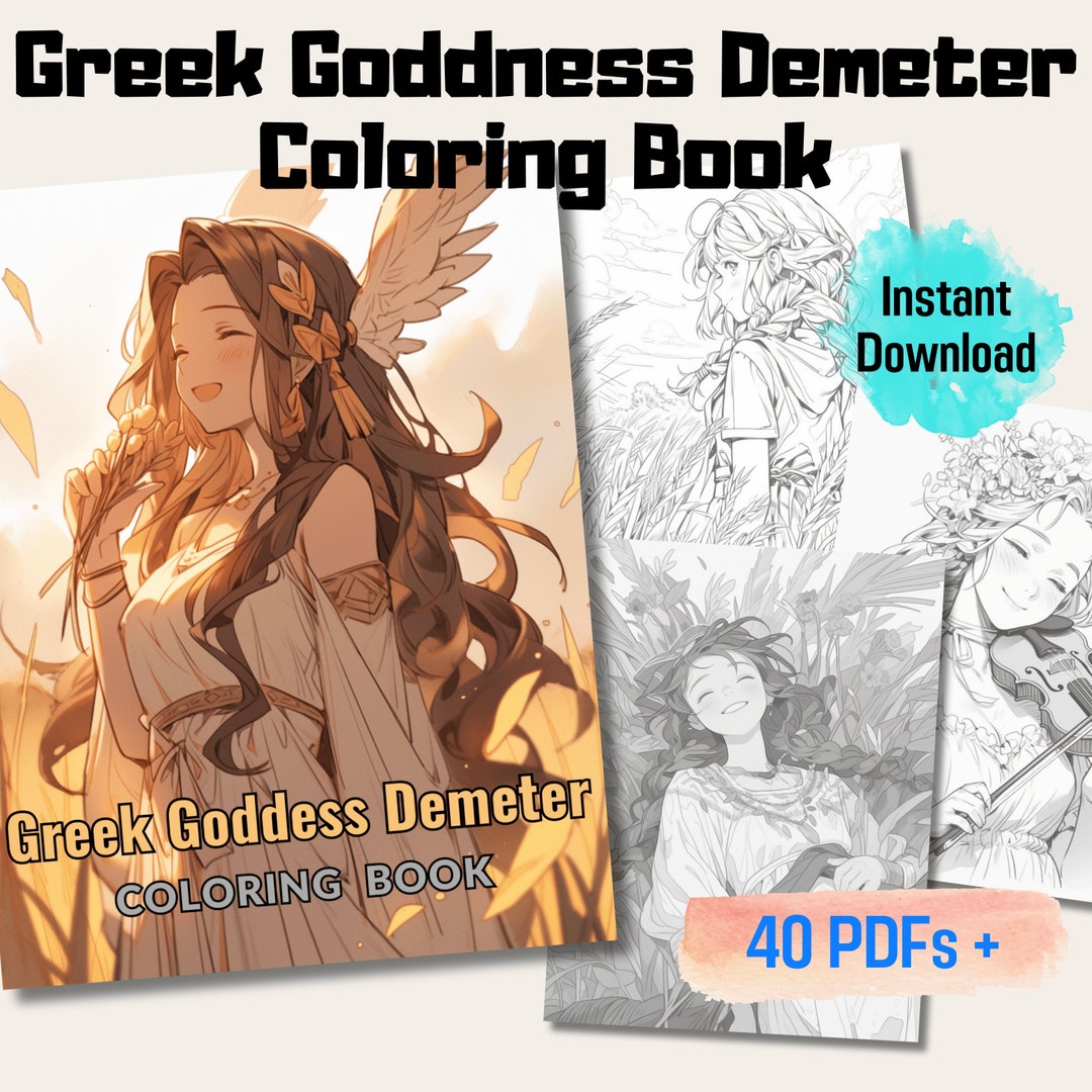 20 Pages Greek Goddess Demeter Grayscale Coloring Book, Mythology ...