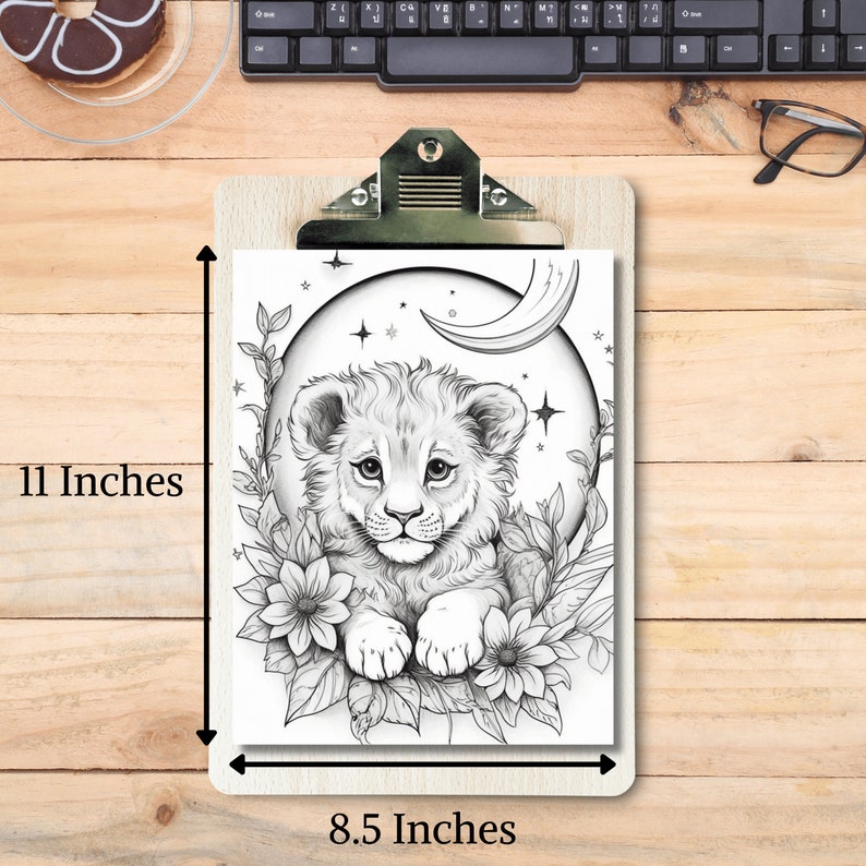 20 Cute Baby Lion Grayscale Coloring Book, Adorable Lion Coloring Pages ...