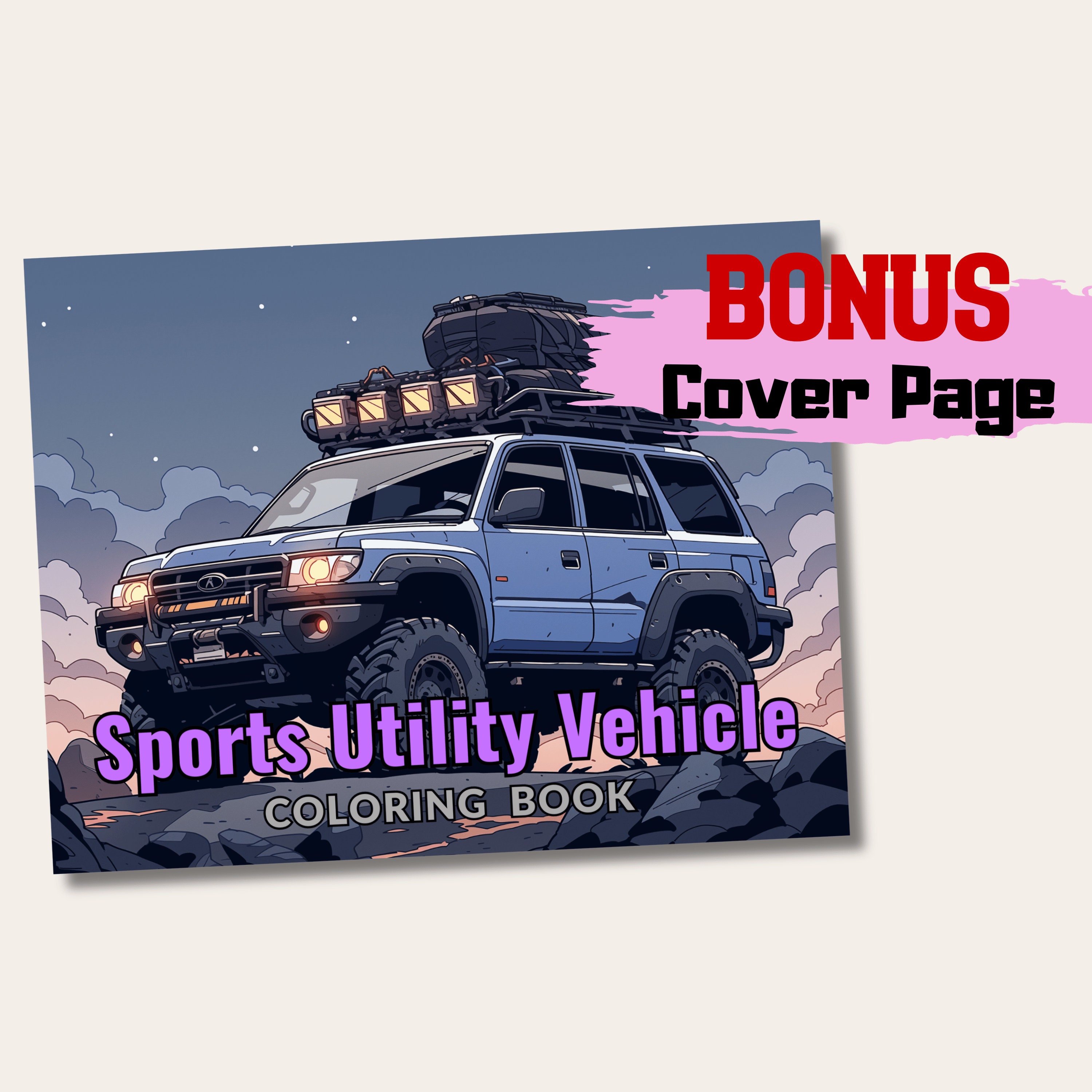 Sports Utility Vehicle Coloring Book, Fun and Educational SUV Coloring ...