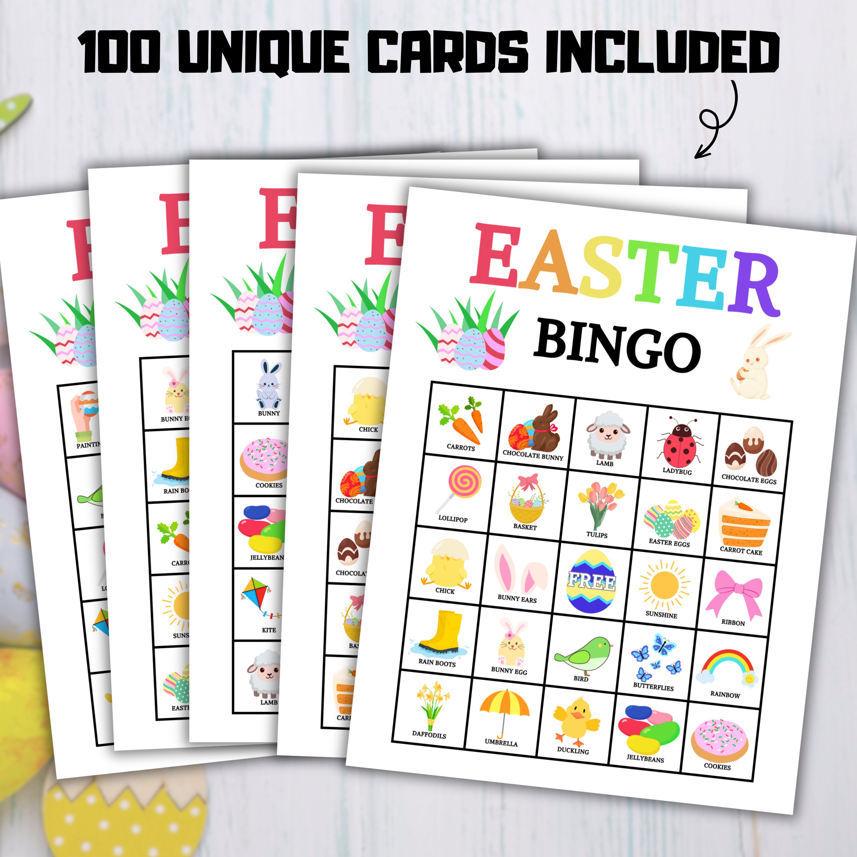 100 Easter Bingo Game | Easter Bingo Board Activity for Kids | Easter ...