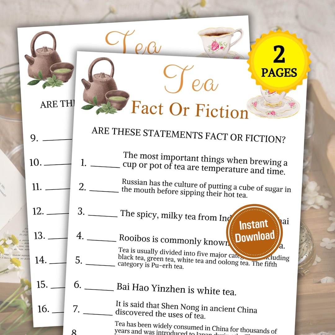 Tea Fact or Fiction Game | Minimalist Tea True or False Game | Tea ...