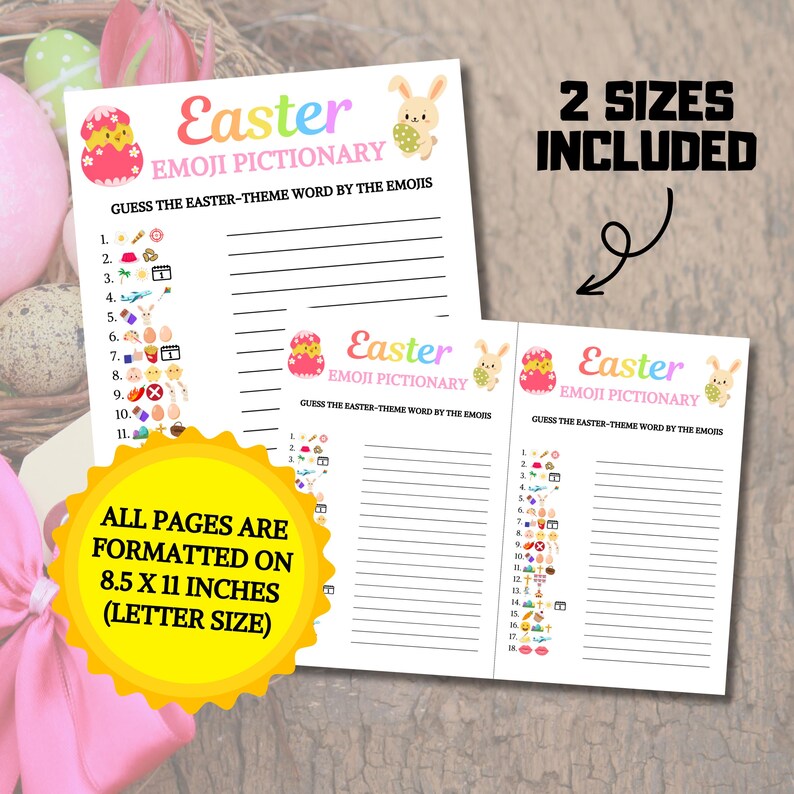 Easter Emoji Pictionary Game | Printable Easter Party Word Game ...