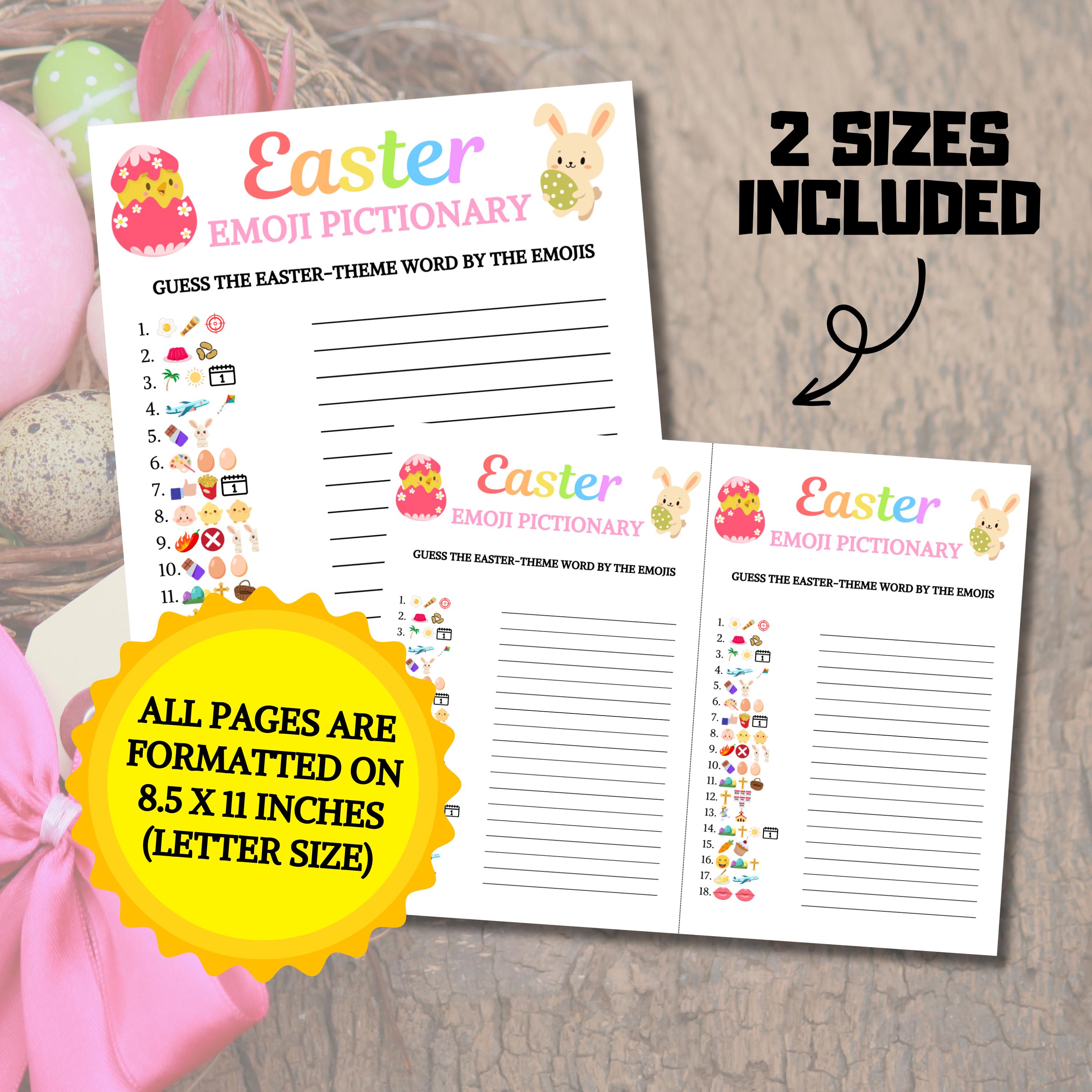 Easter Emoji Pictionary Game | Printable Easter Party Word Game ...