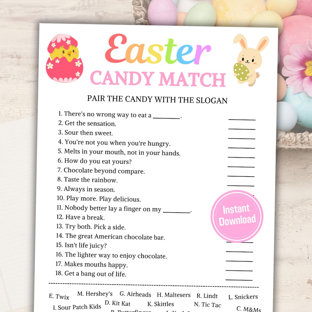 Easter Candy Match Game | Printable Easter Party Candy Game | Easter ...