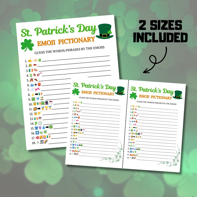 St. Patrick's Day Emoji Pictionary Game | Fun St. Patty's Day Emoji ...