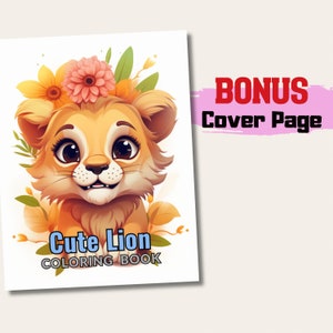 20 Cute Baby Lion Grayscale Coloring Book, Adorable Lion Coloring Pages ...