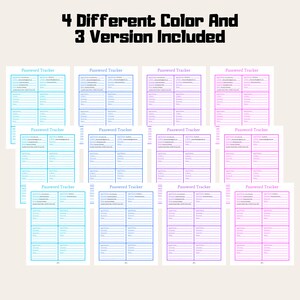 Editable Password Tracker Printable Cool Color Tone, Password Organizer ...