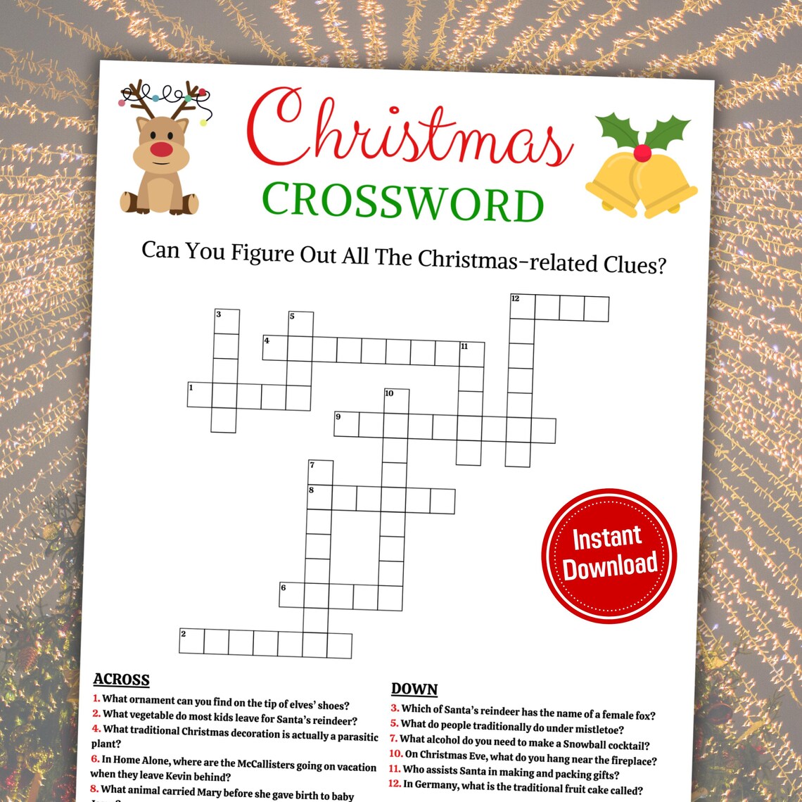 Christmas Crossword Game | Printable Christmas Word Puzzle | Christmas ...