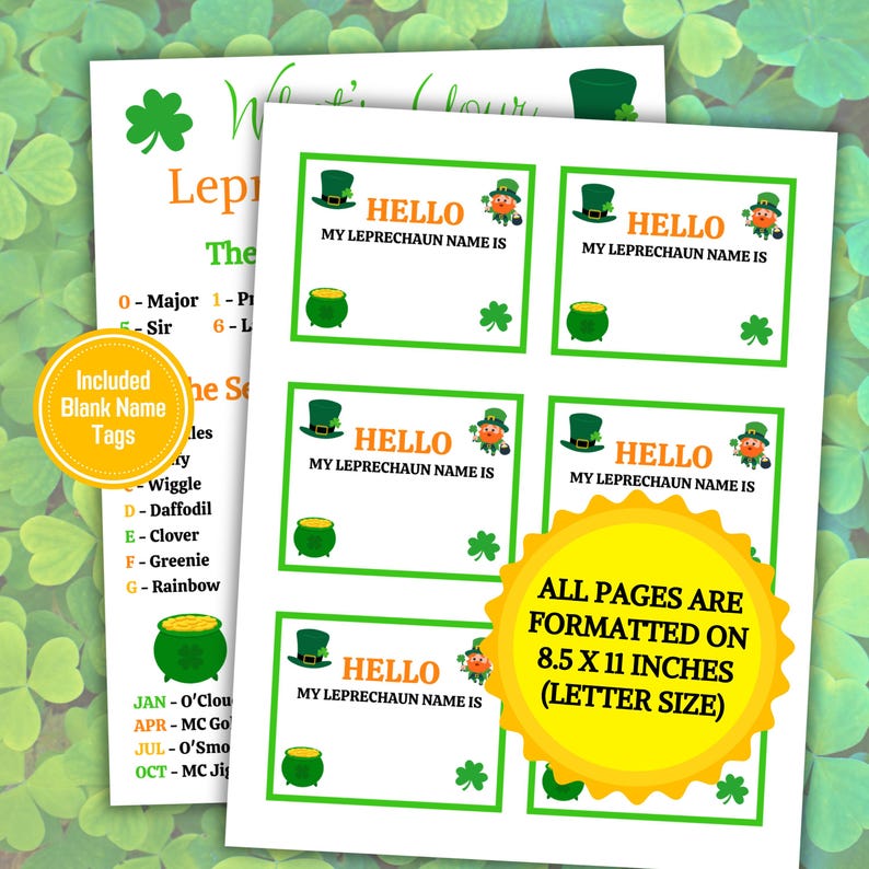 What's Your Leprechaun Name Game | Printable St. Patrick's Day ...