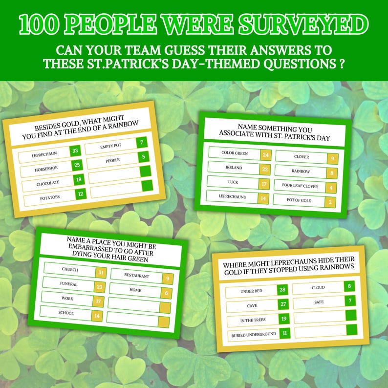 St. Patrick's Day Friendly Feud Game | Printable St. Patrick's Day Game ...