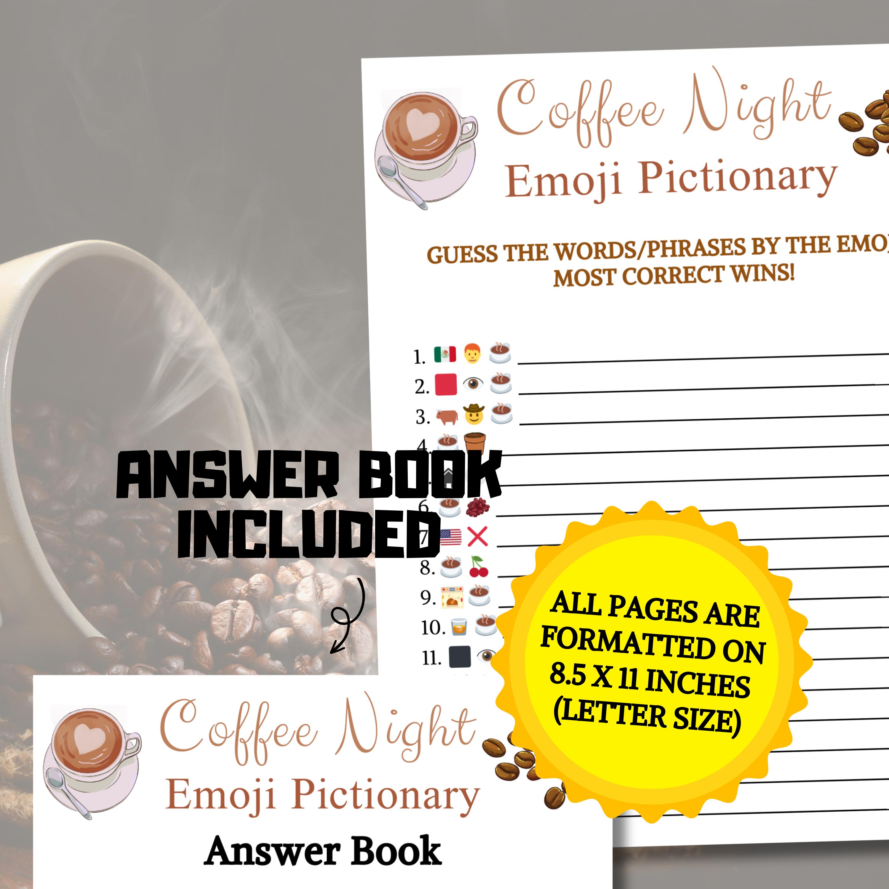 Coffee Night Emoji Pictionary Game | Emoji Coffee Night Game | Fun ...