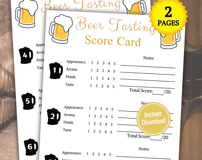 Beer Tasting Score Card Beer Scorecard Beer Rating Beer Tasting Beer ...