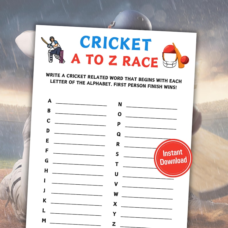 Cricket A to Z Race Game | Printable Cricket Team ABC Race Games ...