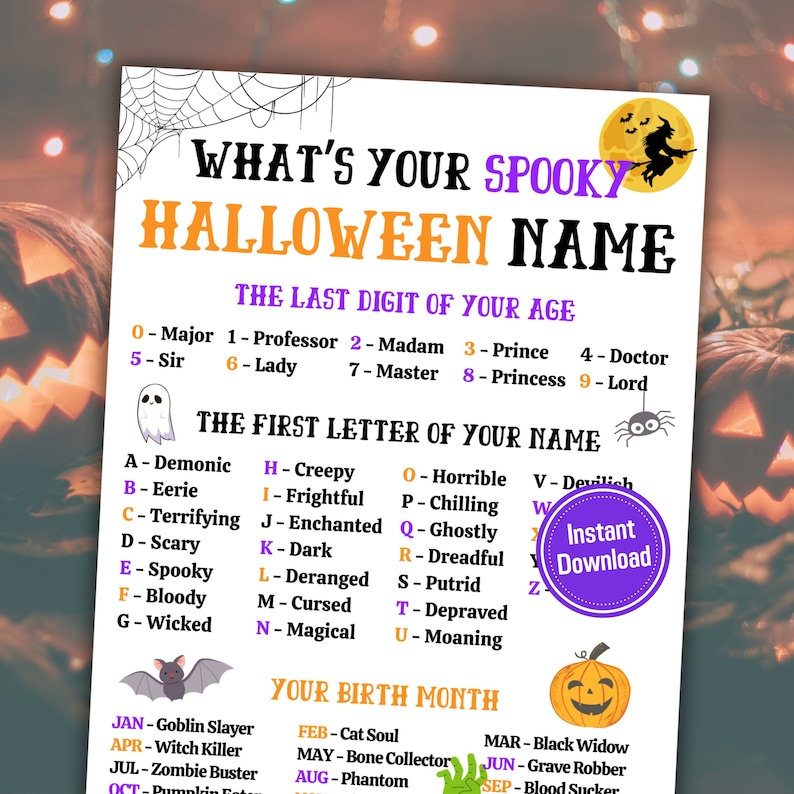 What's Your Spooky Halloween Name Game | Halloween Spooky Name Game ...