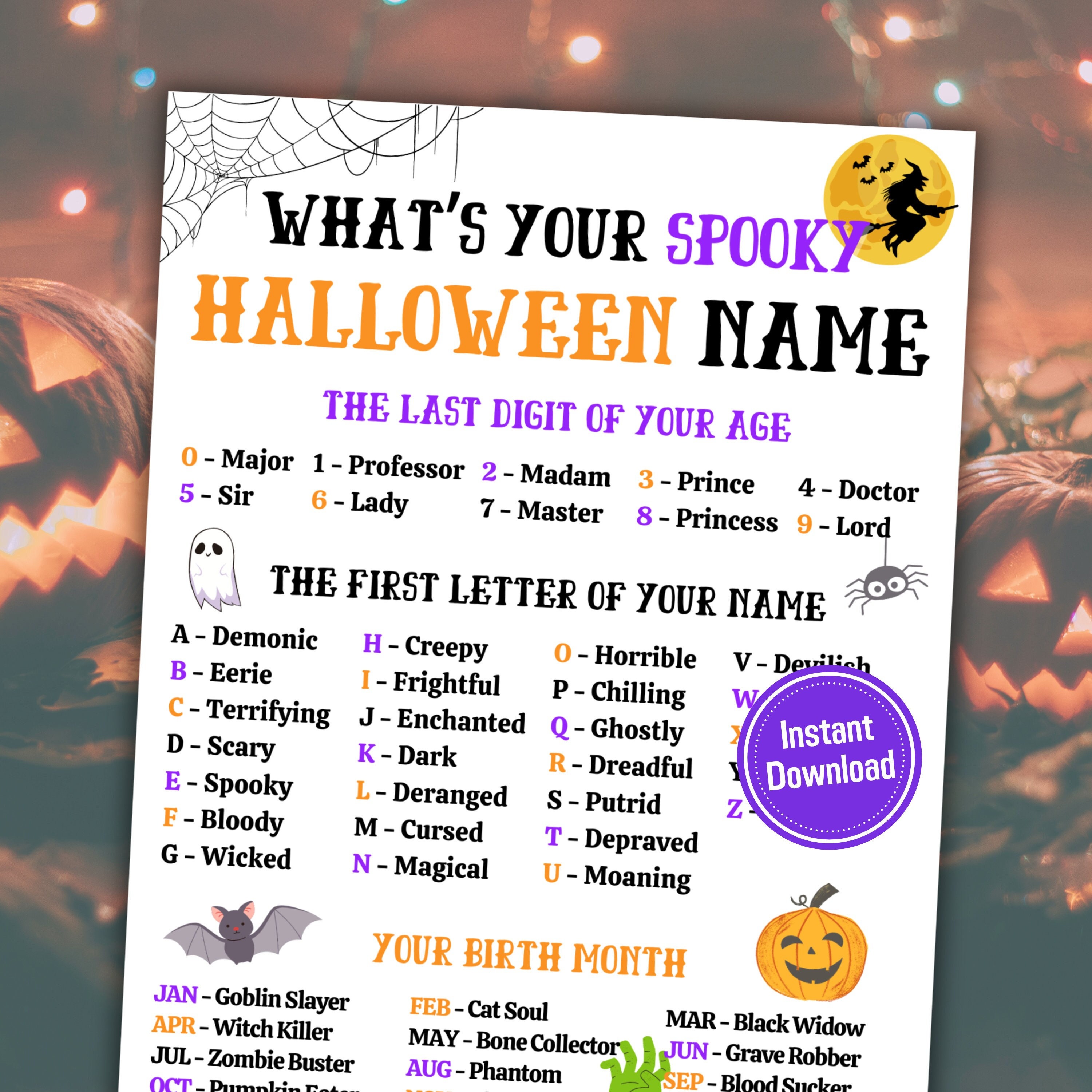 What's Your Spooky Halloween Name Game | Halloween Spooky Name Game ...