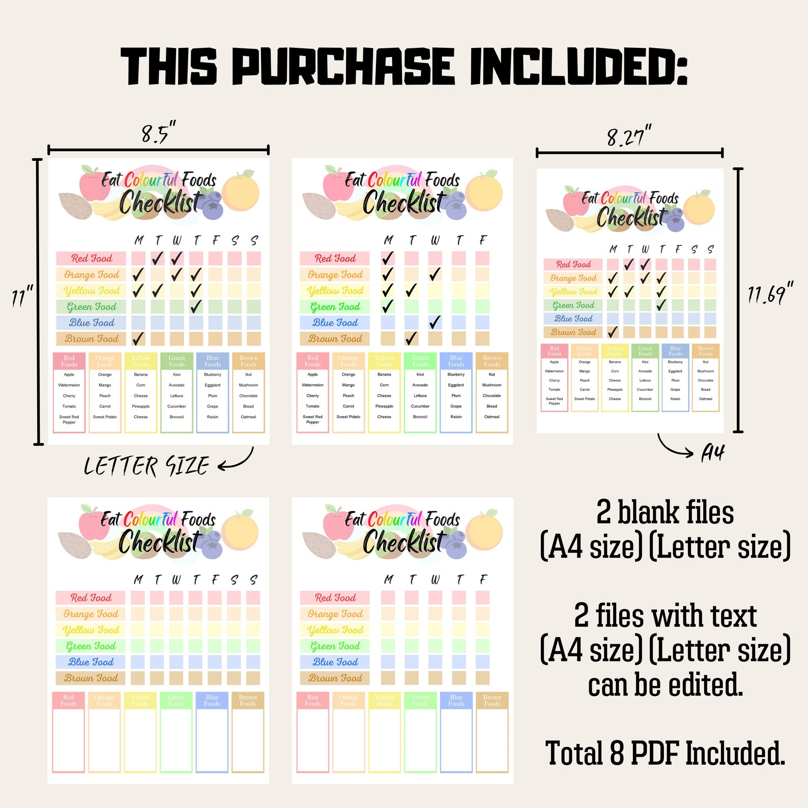Eat Colourful Foods Checklist, Eat Colorfully, Eat the Rainbow Chart ...