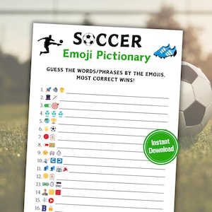 Soccer Emoji Pictionary Game | Printable Soccer Emoji Game | Soccer ...