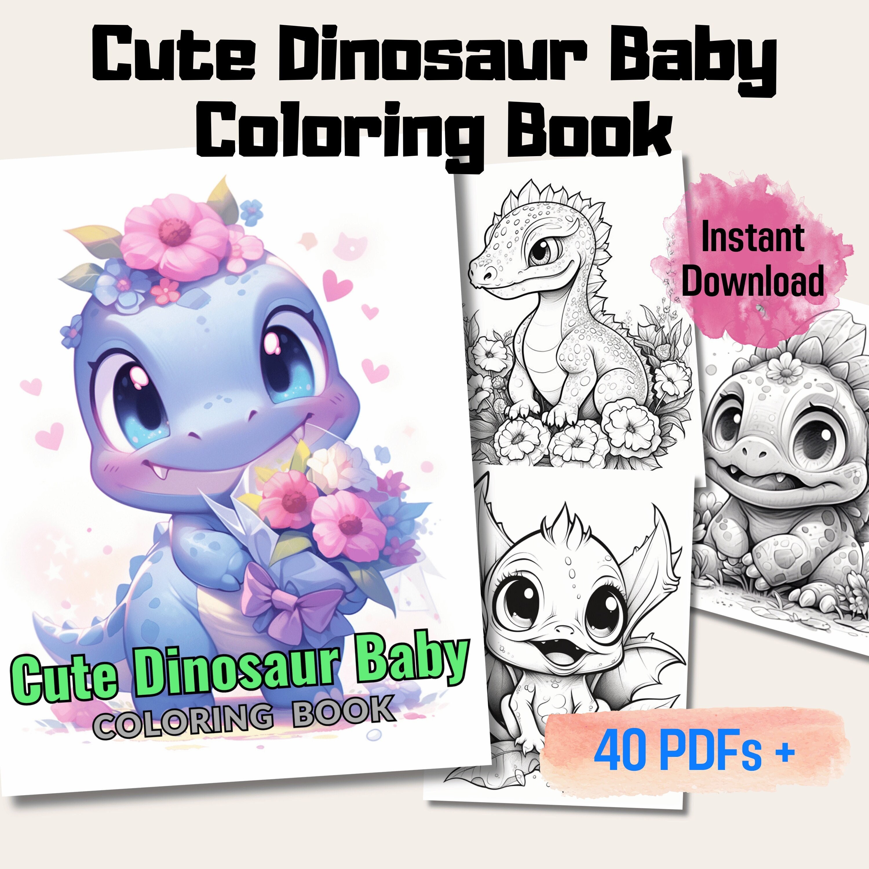 20 Cute Dinosaur Baby Coloring Book, Adorable Baby Dinosaur Coloring ...