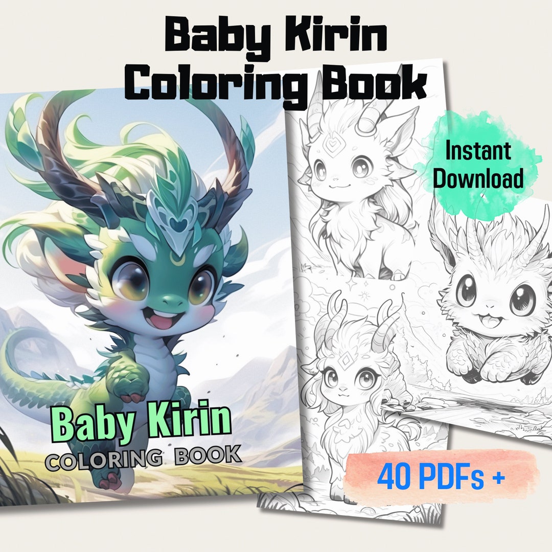 20 Cute Baby Kirin Grayscale Coloring Book, Destress, Relaxation ...