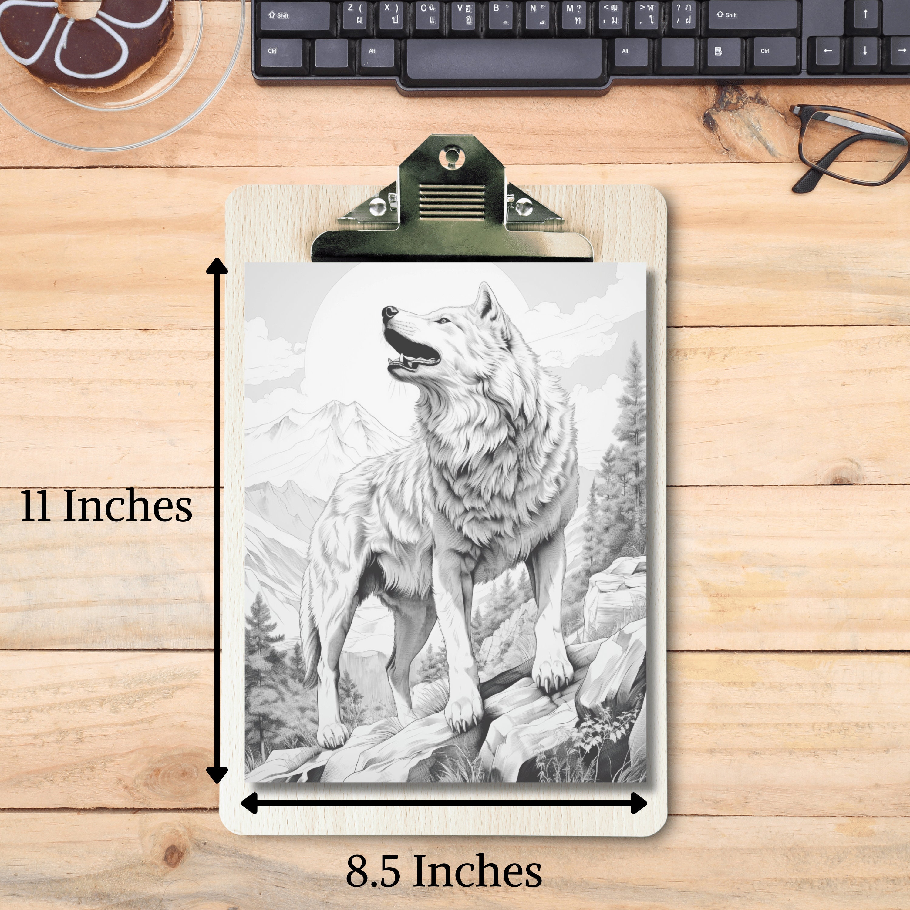 20 Realistic Wolf Grayscale Coloring Book, Perfect for Mindful ...