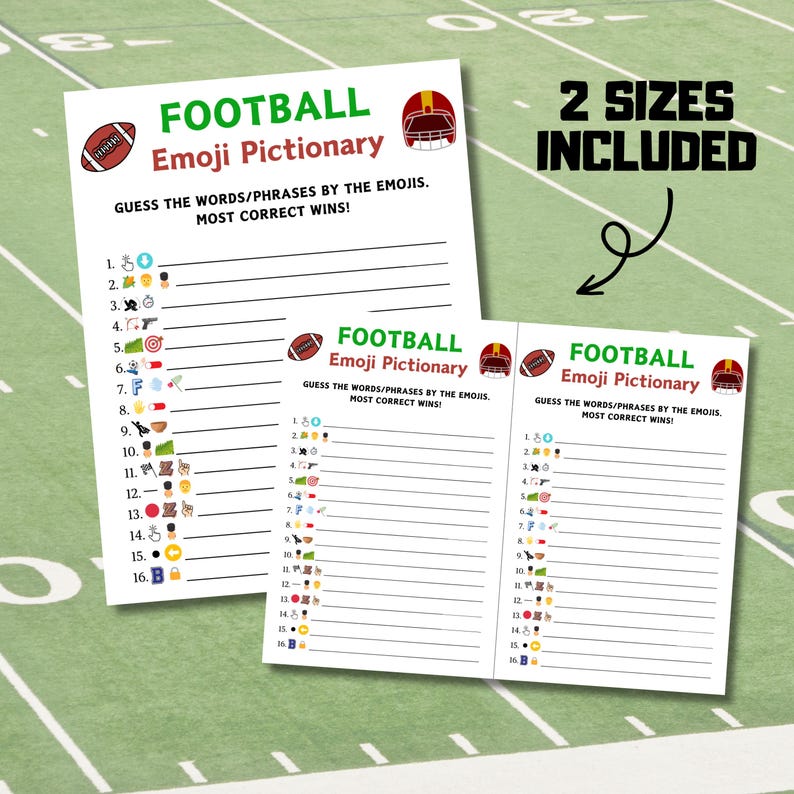 Football Emoji Pictionary Game | Printable American Football Emoji Game ...