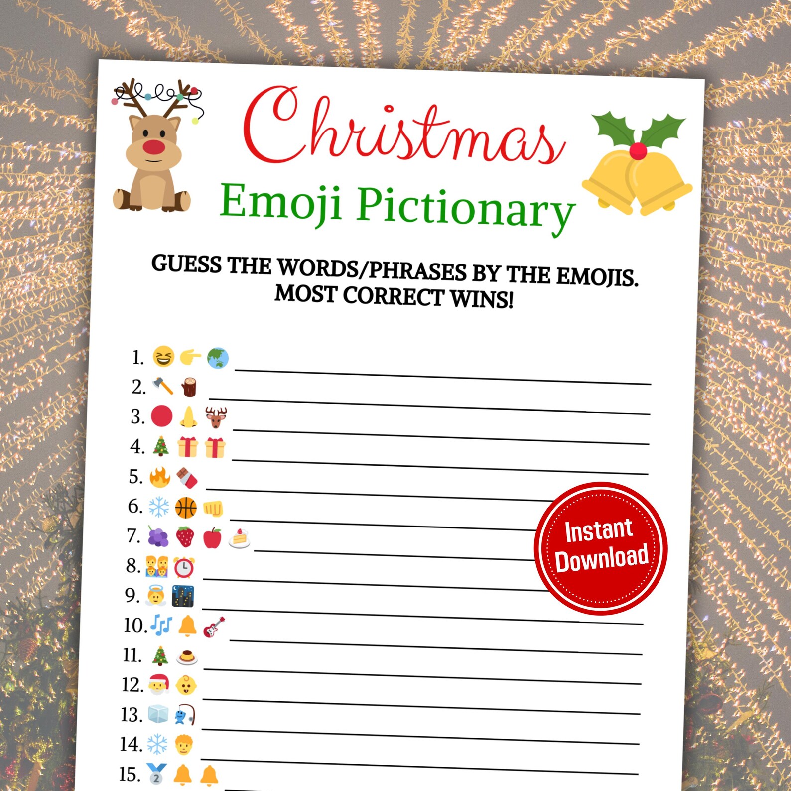Christmas Emoji Pictionary Game | Christmas Emoji Puzzle Game ...