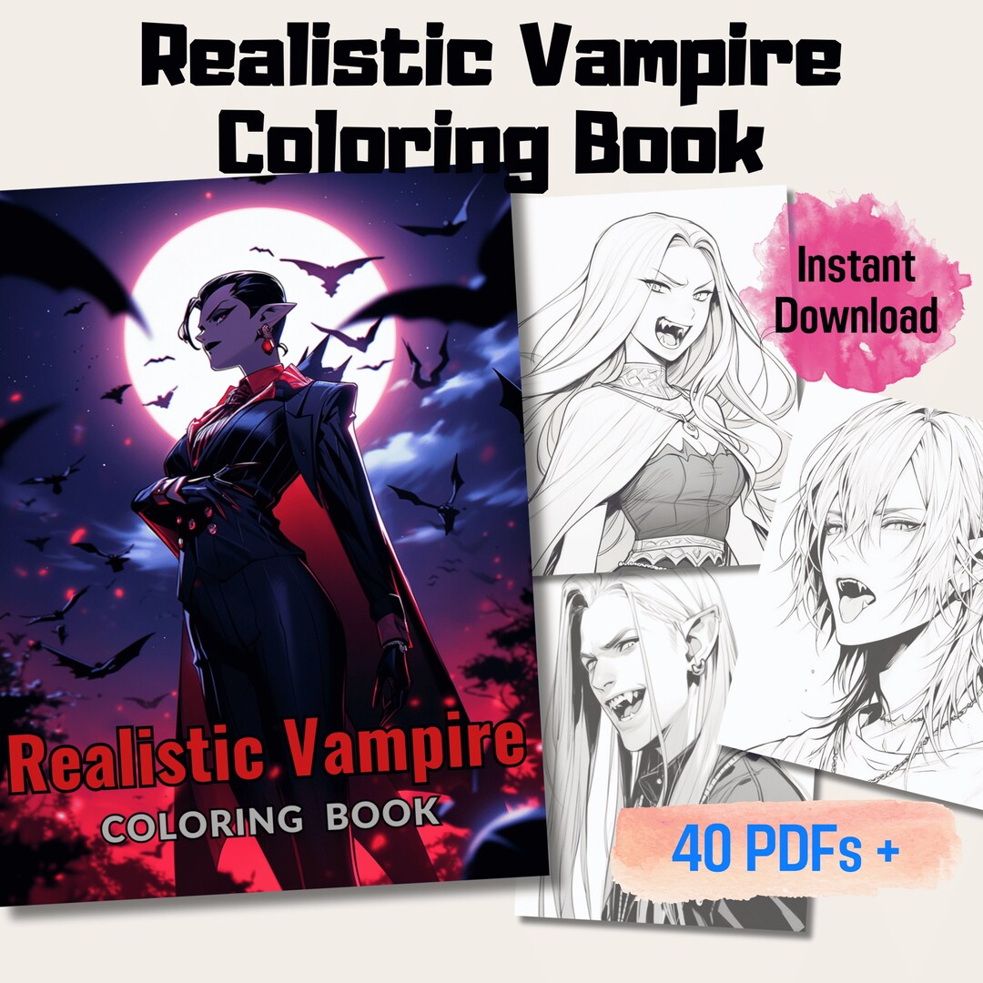 20 Realistic Vampire Grayscale Coloring Book, Perfect Gift for Gothic ...