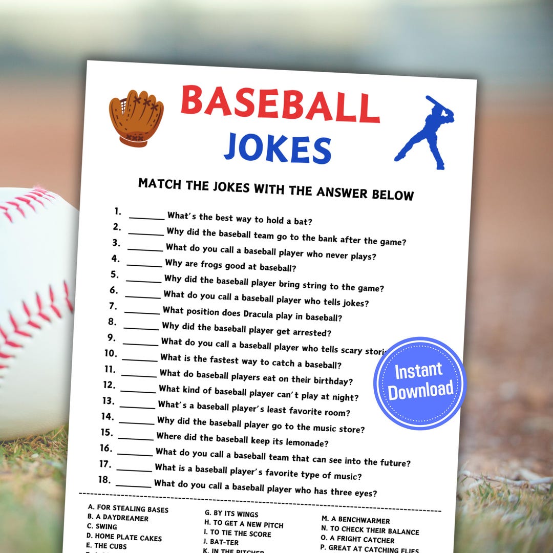 Baseball Jokes Game | Printable Baseball Riddles Game | Baseball Team ...