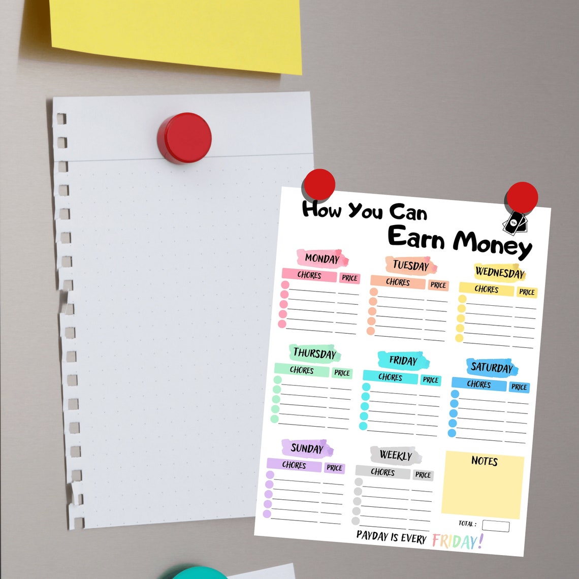 How You Can Earn Money Chart Printable Weekly Chore Chart for Kids Editable Responsibility Chart ...