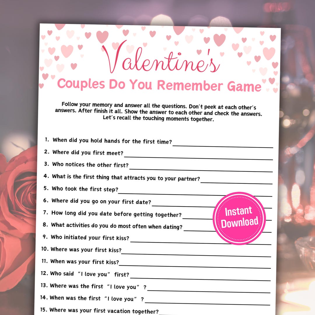 Valentine's Day Do You Remember Game | Couples Memory Quiz Game | How ...
