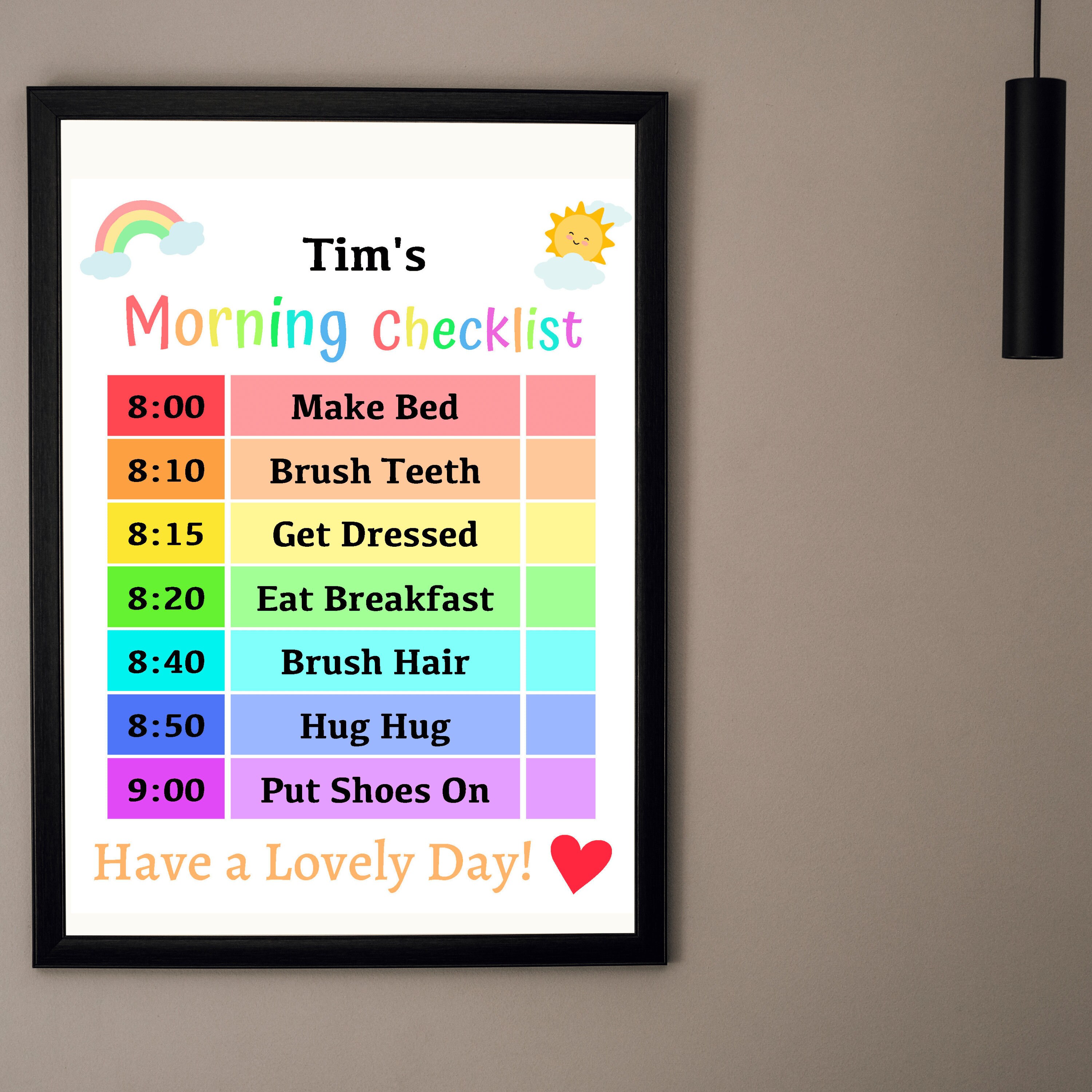 Editable Kids Morning/bedtime Checklist Bundle Rainbow Color - Etsy