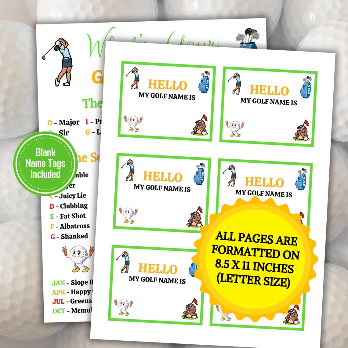 Golf Games Bundle | Printable Golf Team Party Game | Golf ABC Game ...