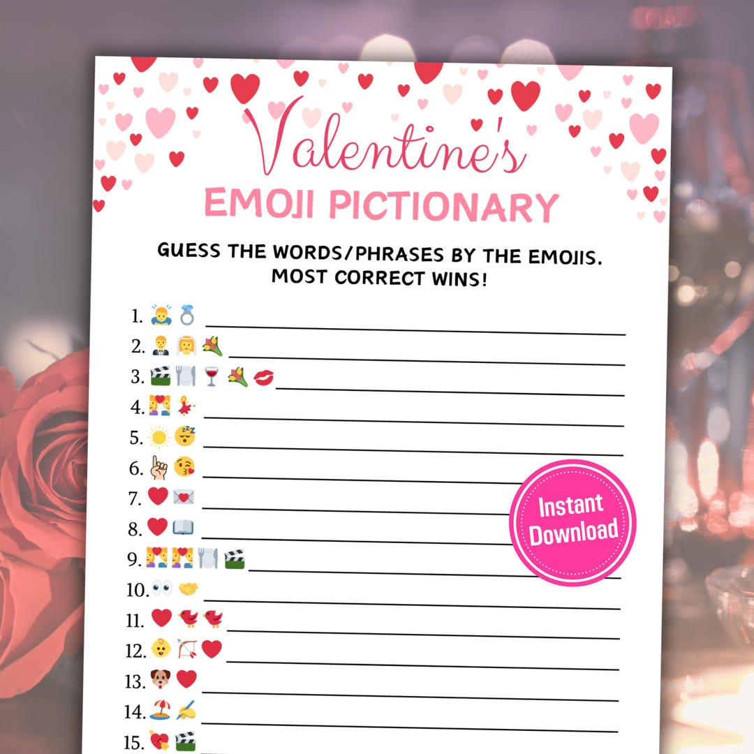 Valentine's Day Emoji Pictionary Game | Valentine's Day Emoji Quiz ...