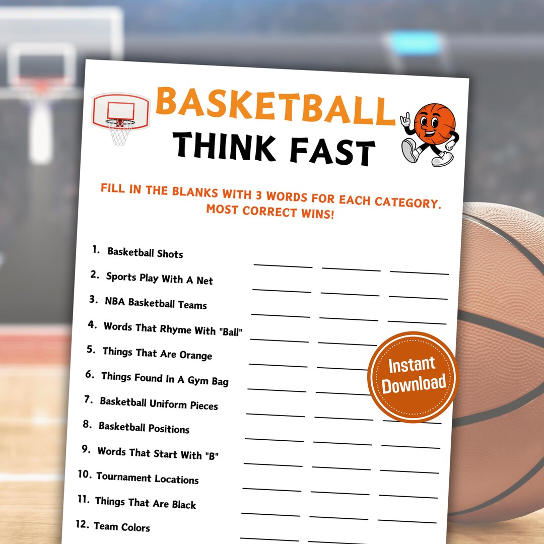 Basketball Think Fast Game | Basketball Trivia Game | Basketball Word ...
