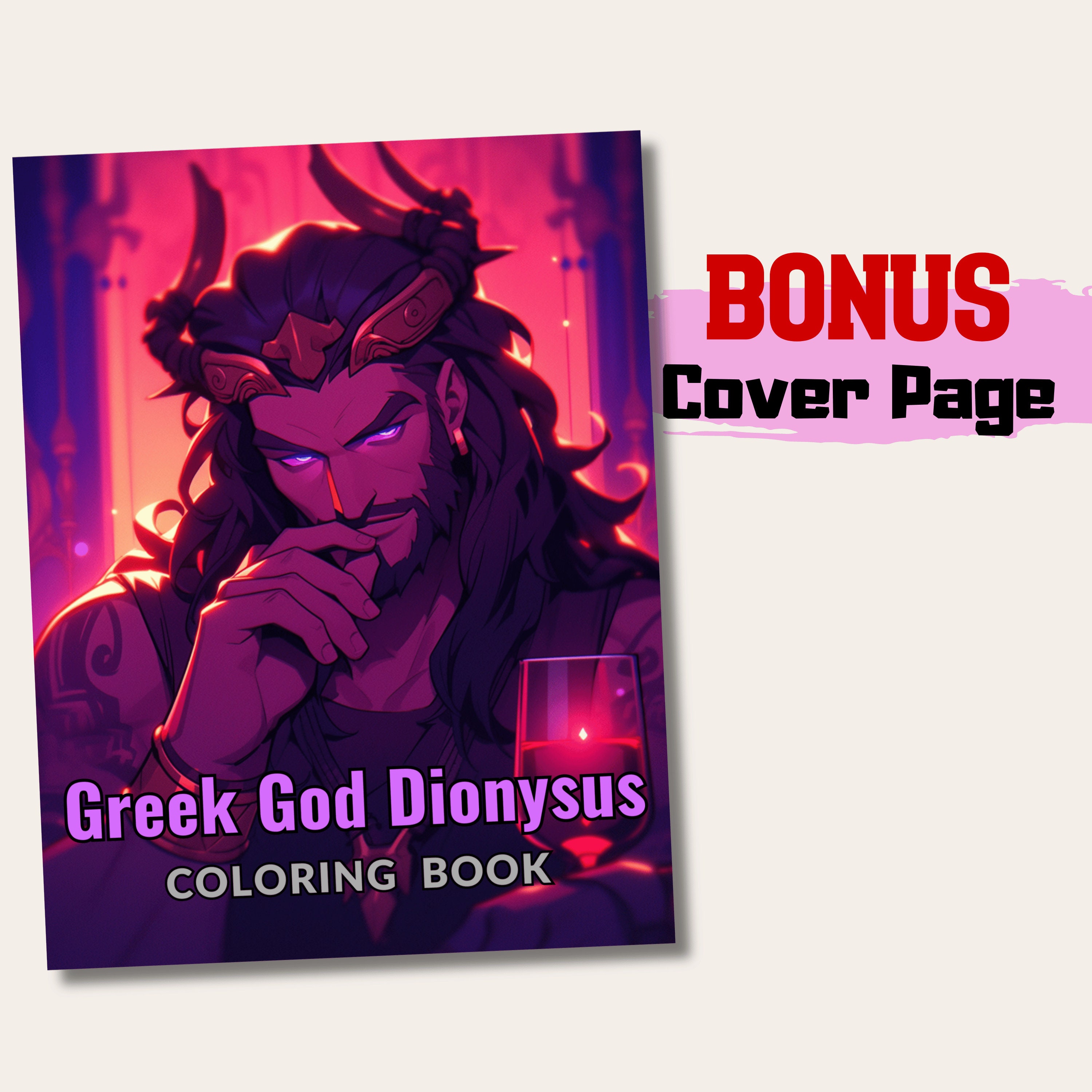 20 Pages Greek God Dionysus Grayscale Coloring Book, Relaxing ...