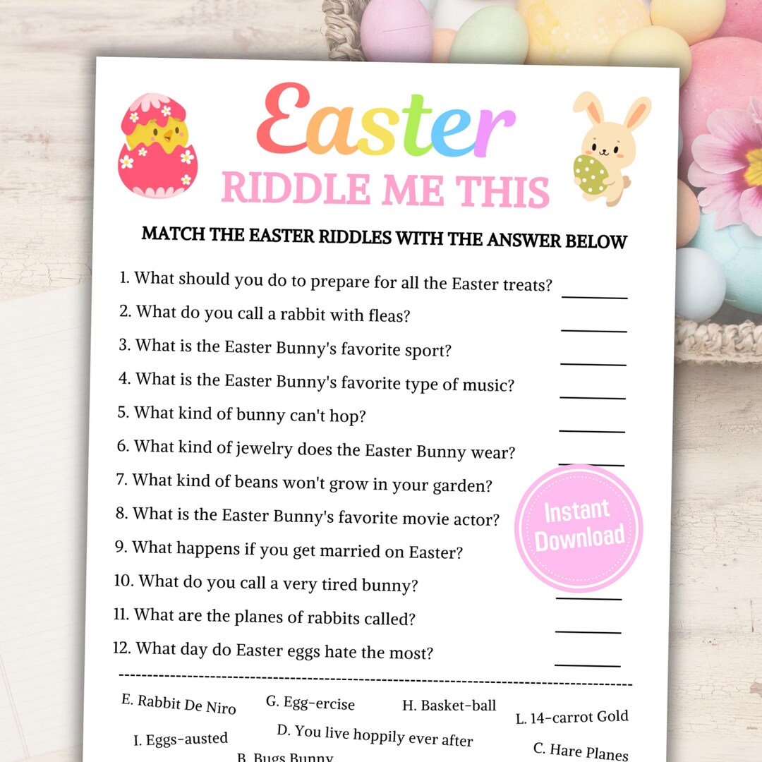 Easter Riddle Me This Game | Printable Easter Party Riddles Game ...