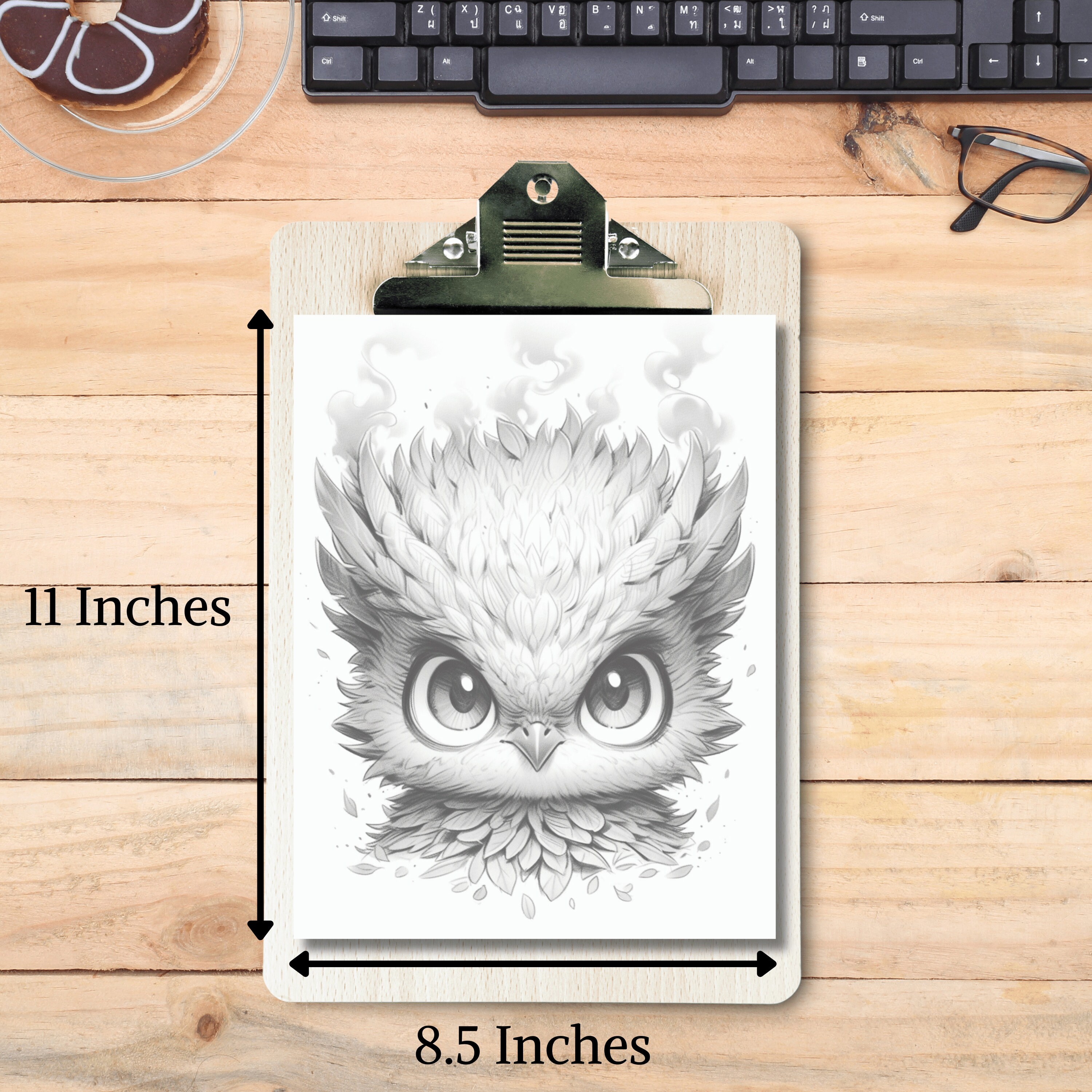 20 Cute Baby Phoenix Grayscale Coloring Book Unique Gift Idea - Etsy