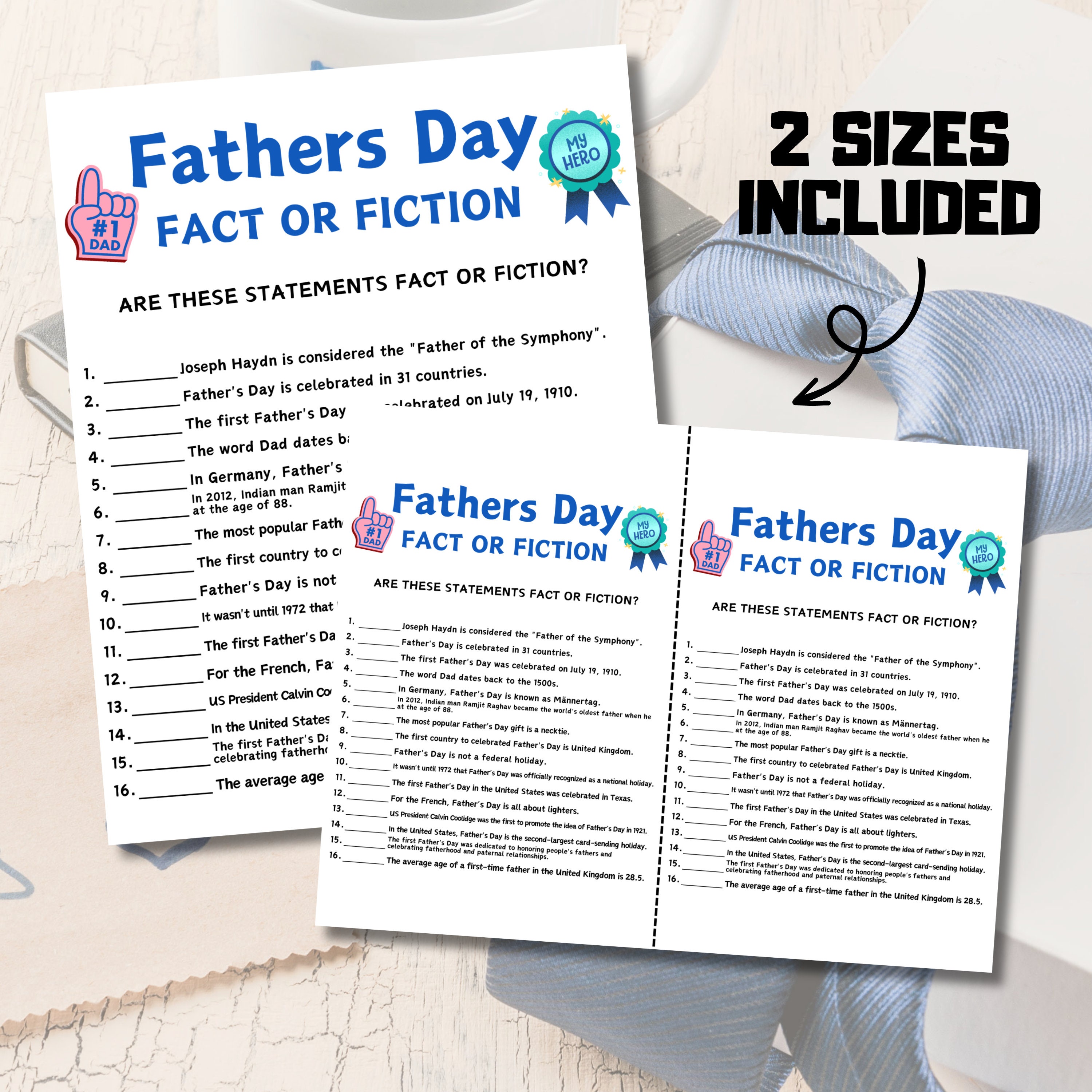 Fathers Day Fact or Fiction Game | True or False Game for Adults and ...
