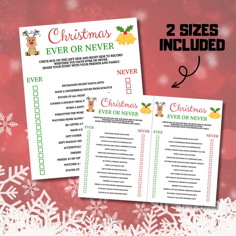 Christmas Ever or Never Game | Christmas Party Never Have I Ever Game ...
