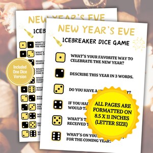 New Year's Eve Icebreaker Dice Game | Get to Know You Dice Game ...